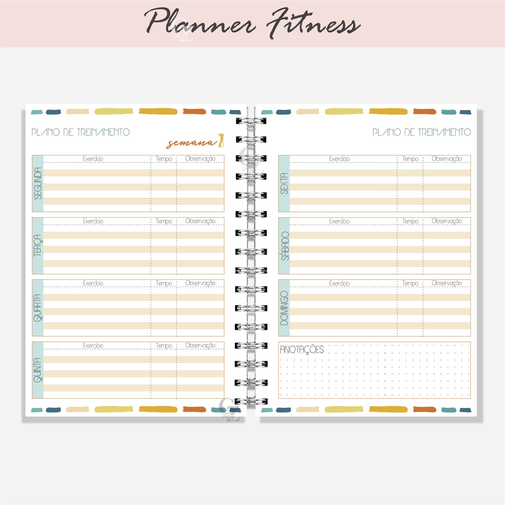Planner Fitness Feminino Para Alimentação e Controle de Atividade ...