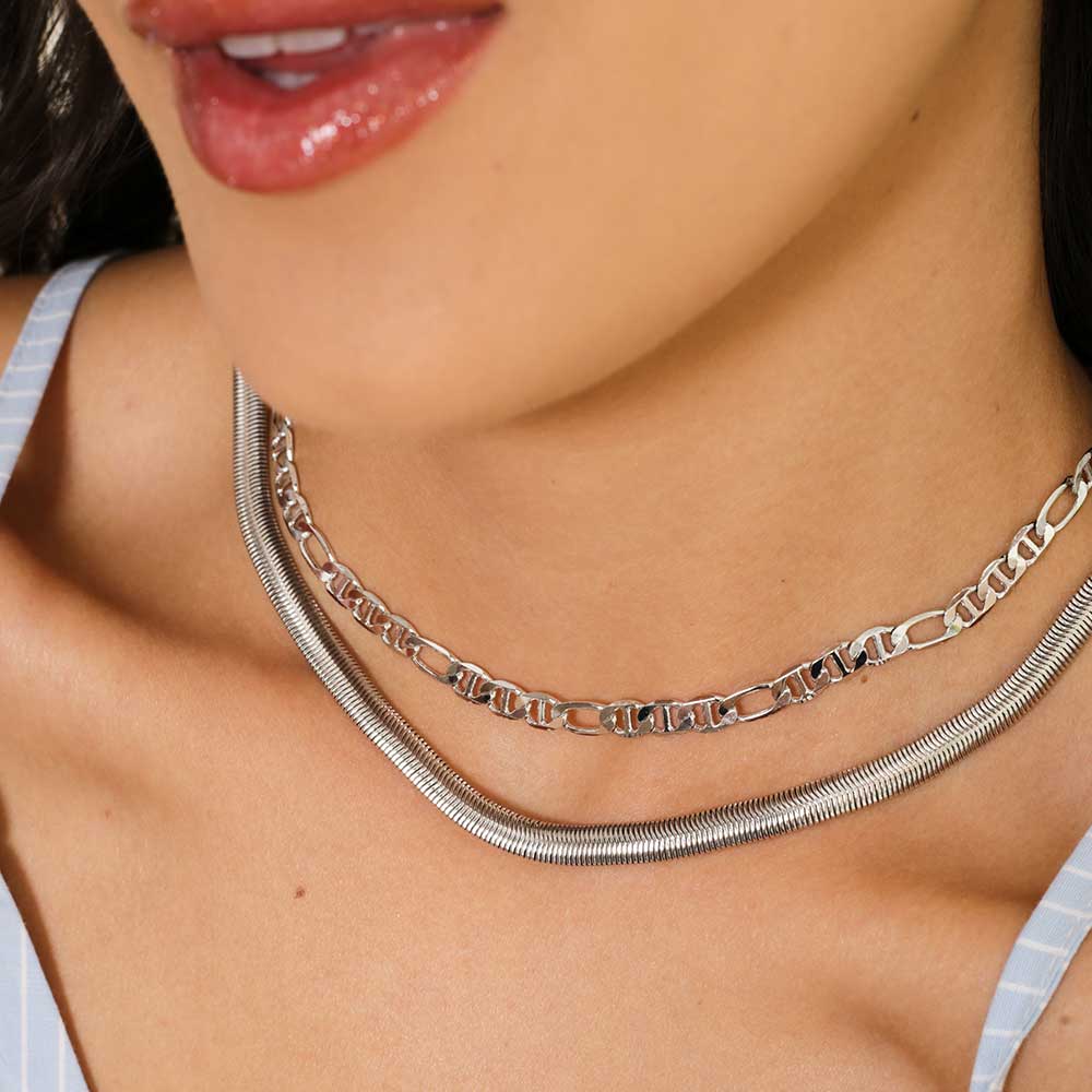Colar Snake Grossa Banho de Ródio Branco - Loja - Veri