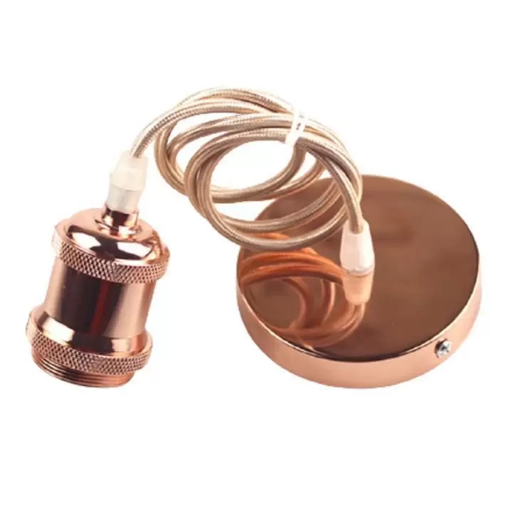 Pendente Socket 150cm Cobre Rose Brilhante para 1 Lampada E27 ...