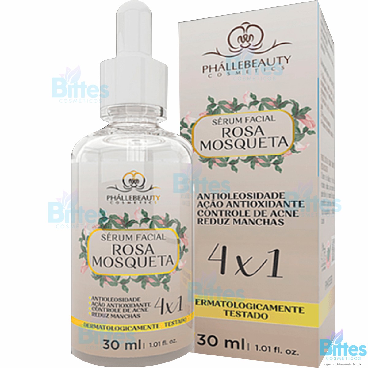 12 SERÚM FACIAL ROSA MOSQUETA PHÁLLEBEAUTY COSMETICS 4 EM 1 ATACADO ...