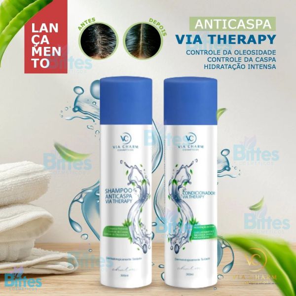 KIT ANTICASPA VIA CHARM COSMÉTICOS CONTROLE DA CASPA E OLEOSIDADE ...