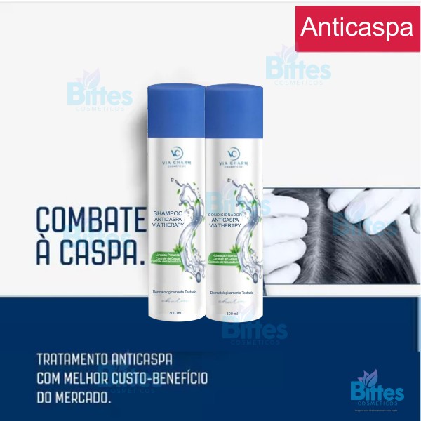 KIT ANTICASPA VIA CHARM COSMÉTICOS CONTROLE DA CASPA E OLEOSIDADE ...