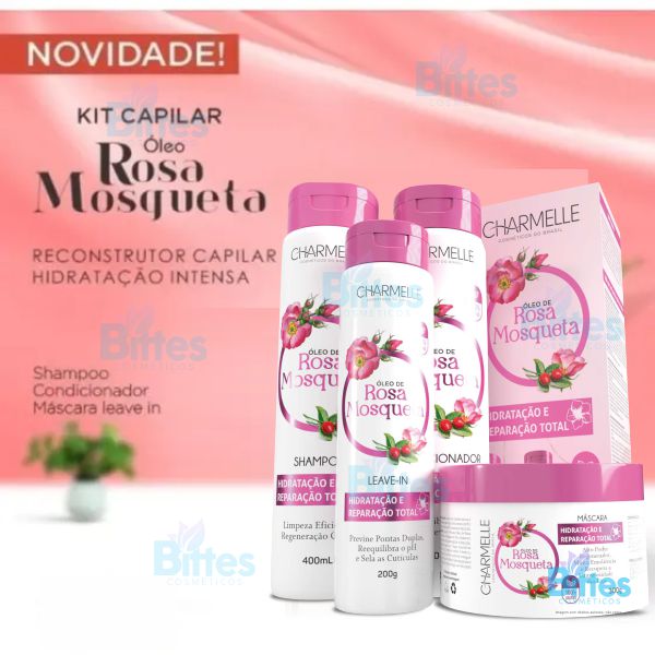 KIT ÓLEO DE ROSA MOSQUETA CHARMELLE COSMÉTICOS HIDRATAÇÃO E REPARAÇÃO ...