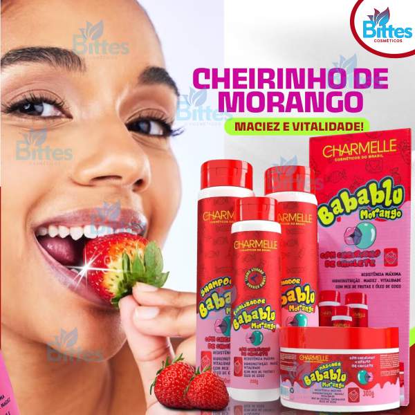 KIT BABABLU MORANGO CHARMELLE COSMÉTICOS COM CHEIRINHO DE CHICLETE ...
