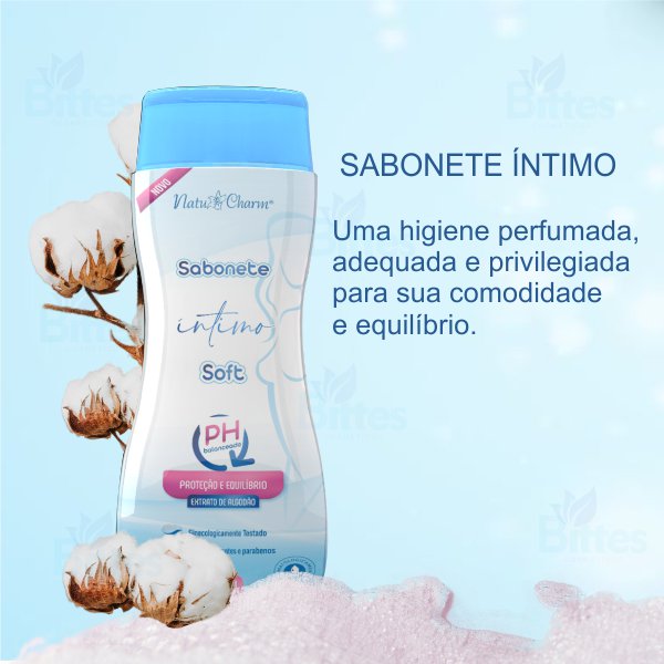 10 SABONETE ÍNTIMO SOFT NATU CHARM COSMÉTICOS ATACADO - Bittes Cosmeticos
