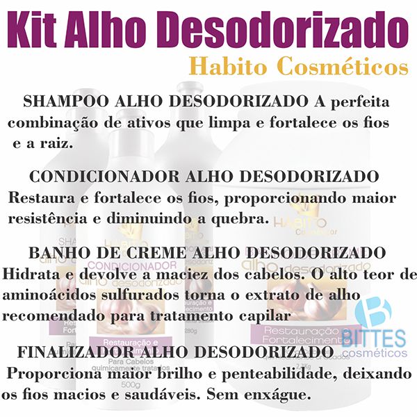 Comprar Kit Alho Desodorizado Hábito para Cabelo Quimicamente Tratado ...