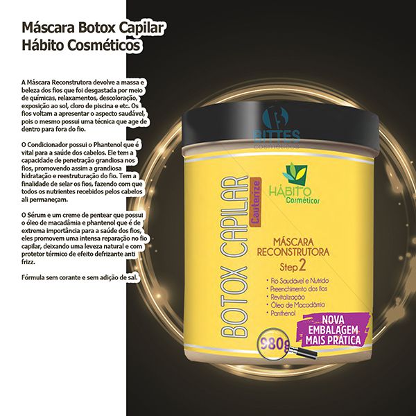 Comprar Máscara Botox Hábito Cosméticos Reconstrutora Massa Capilar ...