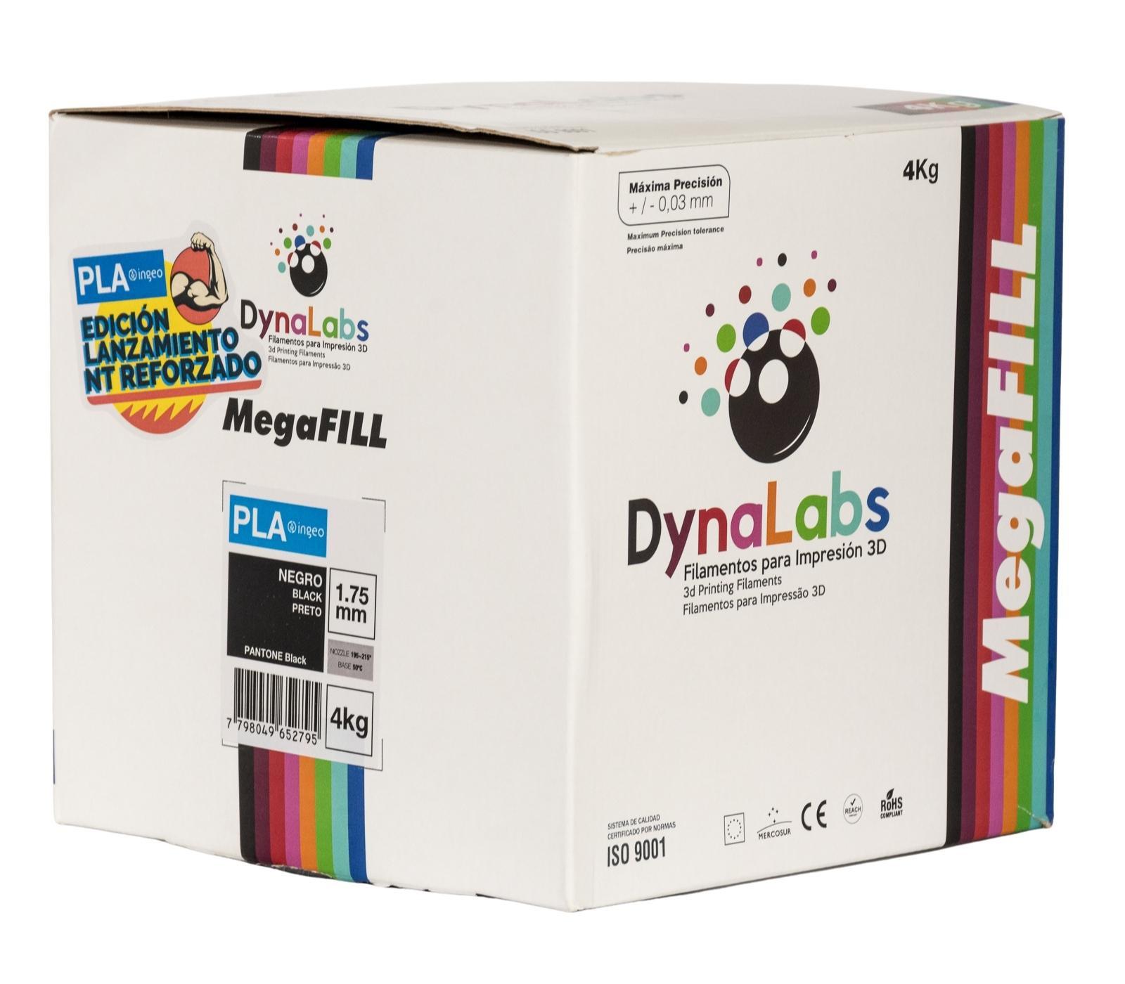 Filamento PLA MegaFILL 4kg Preto - 3D Curitiba