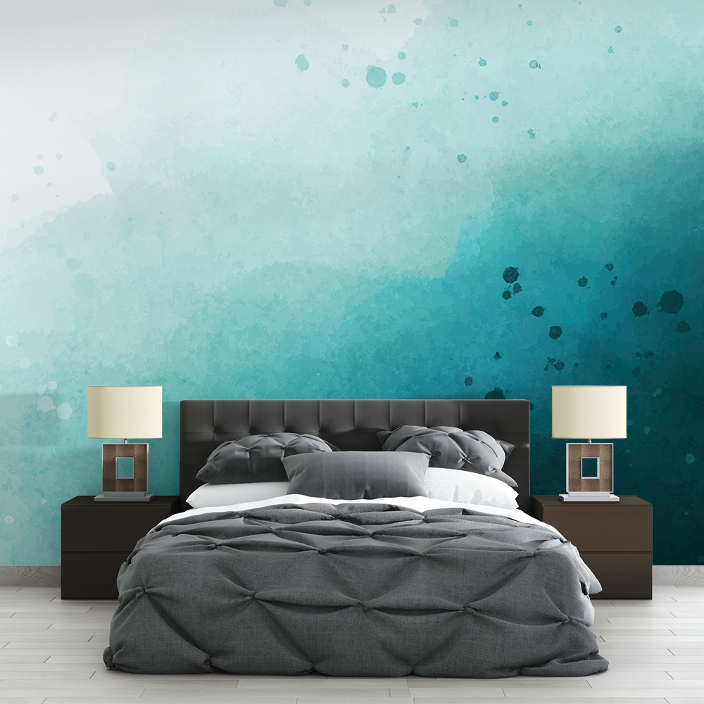 Papel de Parede Aquarela Tons de Azul | AloPapers.com.br - Alô Papers