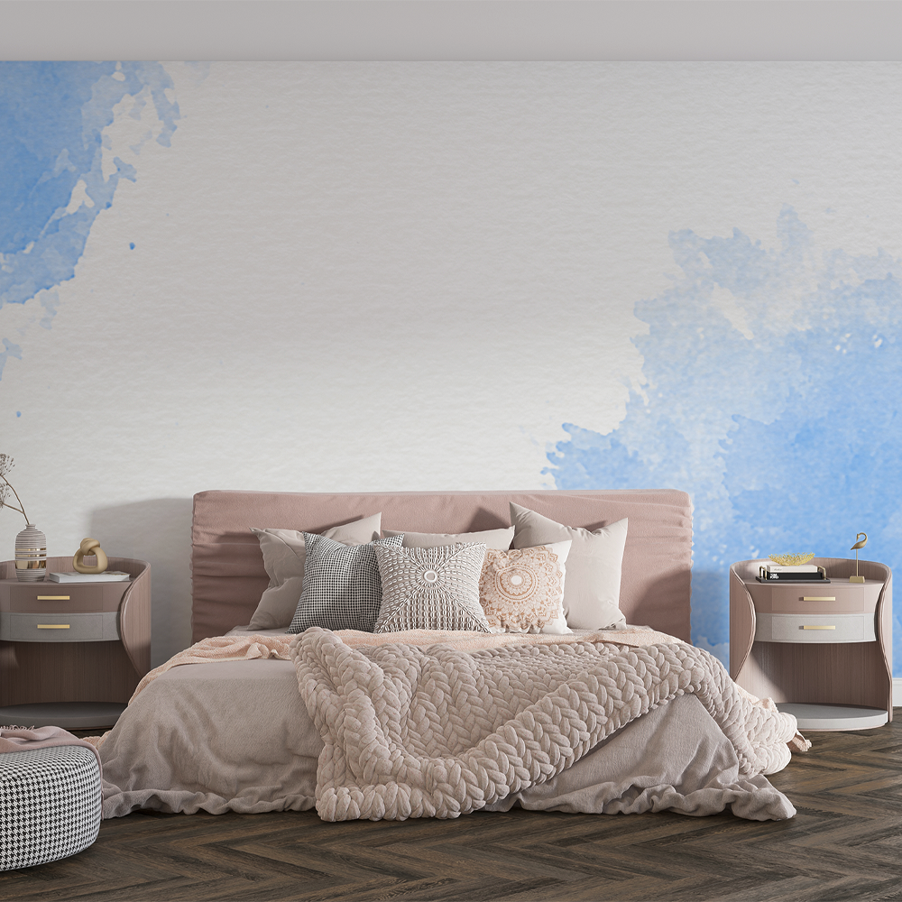 Papel de Parede Aquarela Azul - Alô Papers