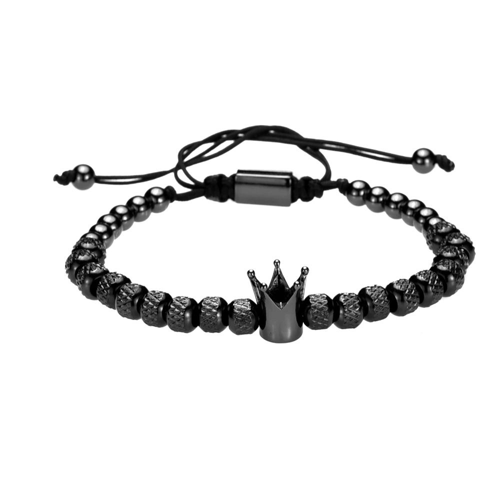 Pulseira Masculina Preta Black Motion Kit 3 em Aço Inox Cirúrgico Coroa ...