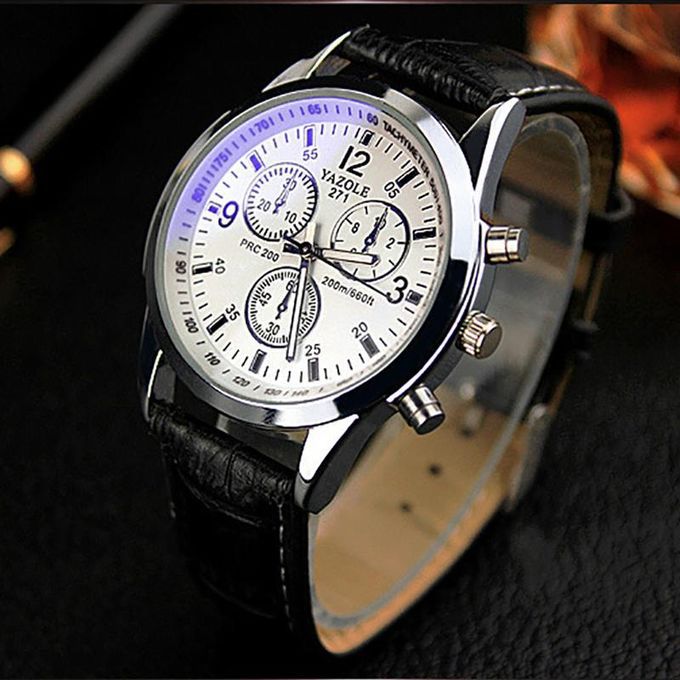 Relógio Masculino Yazole 271 Branco Pulseira Preta Quartzo - Anéis ...