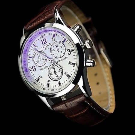 Relógio Masculino Yazole 271 Branco Pulseira Marrom Quartzo - Anéis ...