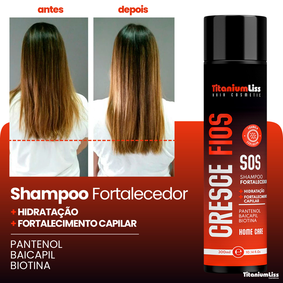 Shampoo Sos Cresce Fios Titanium LIss 300 Ml Crescimento Rápido ...