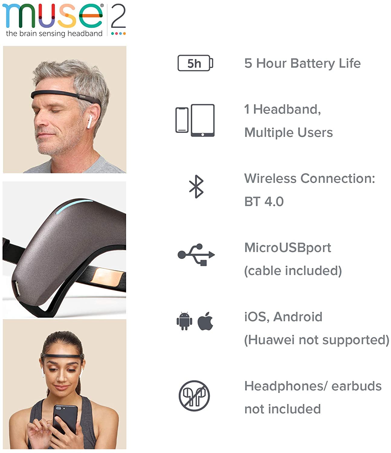 aparelho neurofeedback, sensor de ondas cerebrais Muse 2 - Neuro Plus