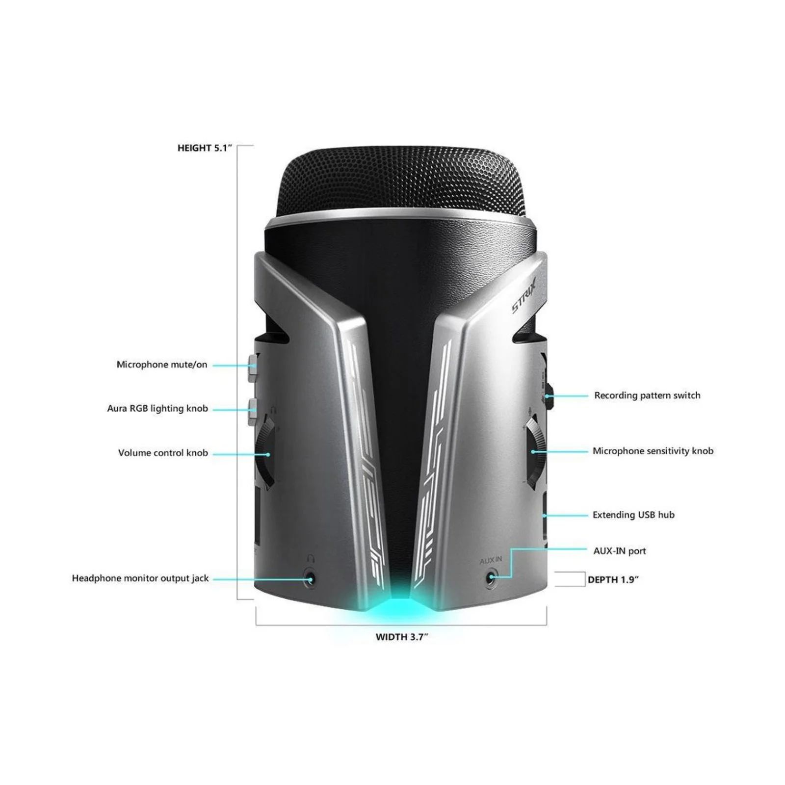 Microfone Asus ROG Strix Magnus USB 3.0 Portable Gaming Condenser ...