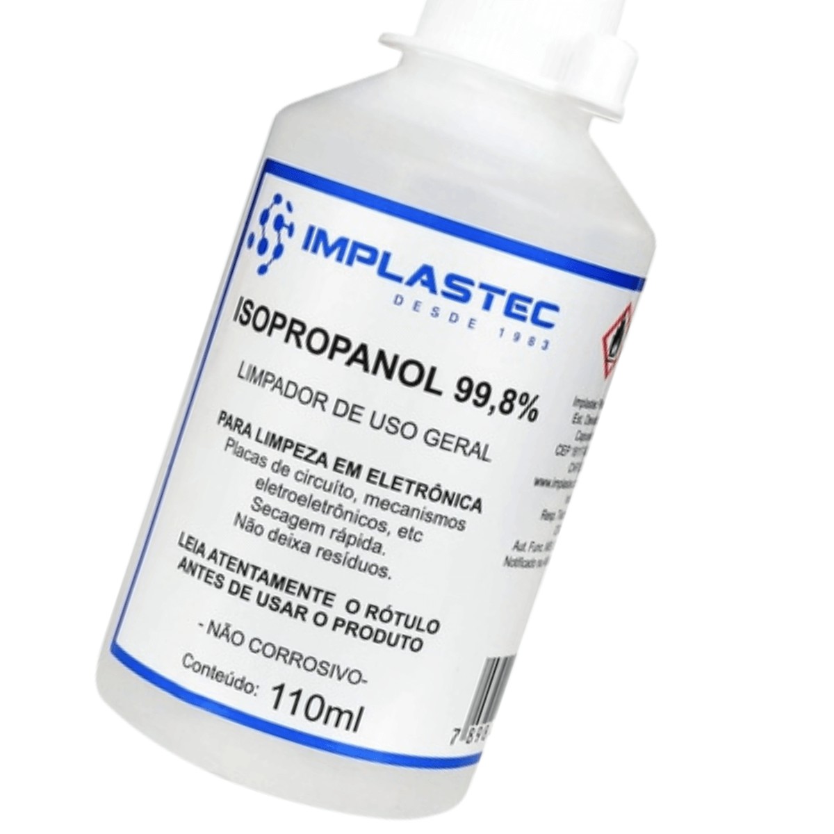 Álcool Isopropílico Implastec (Isopropanol 99,8%) 110ml - Empresa líder ... Álcool Isopropílico Implastec (Isopropanol 99,8%) 110ml - Empresa líder ...