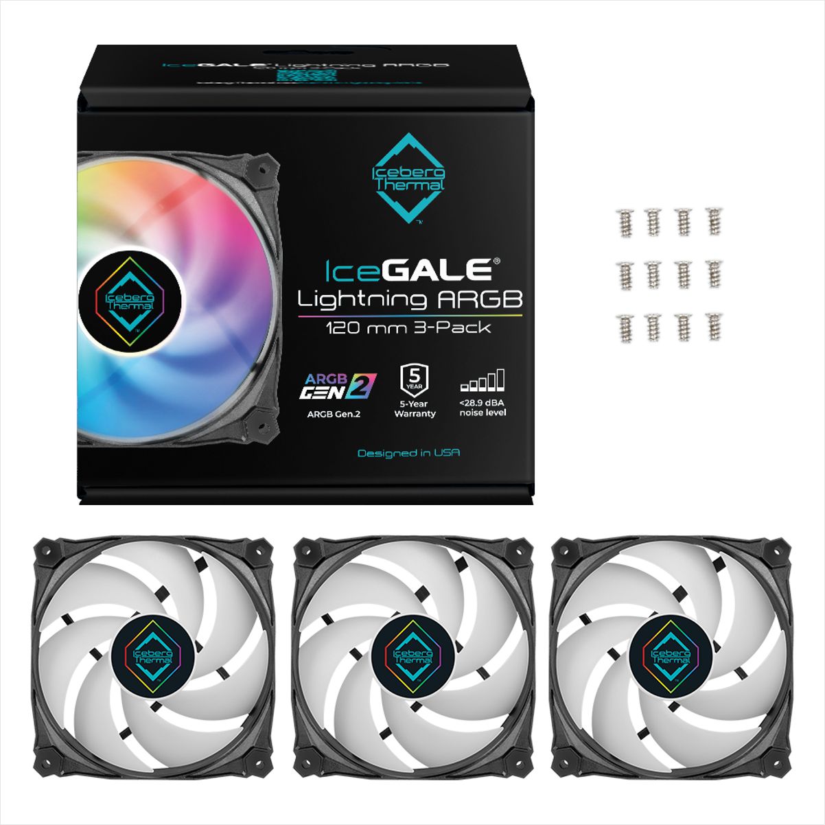 Kit 3x Cooler Iceberg Thermal IceGale Lightning ARGB 120 mm - PcCold ...