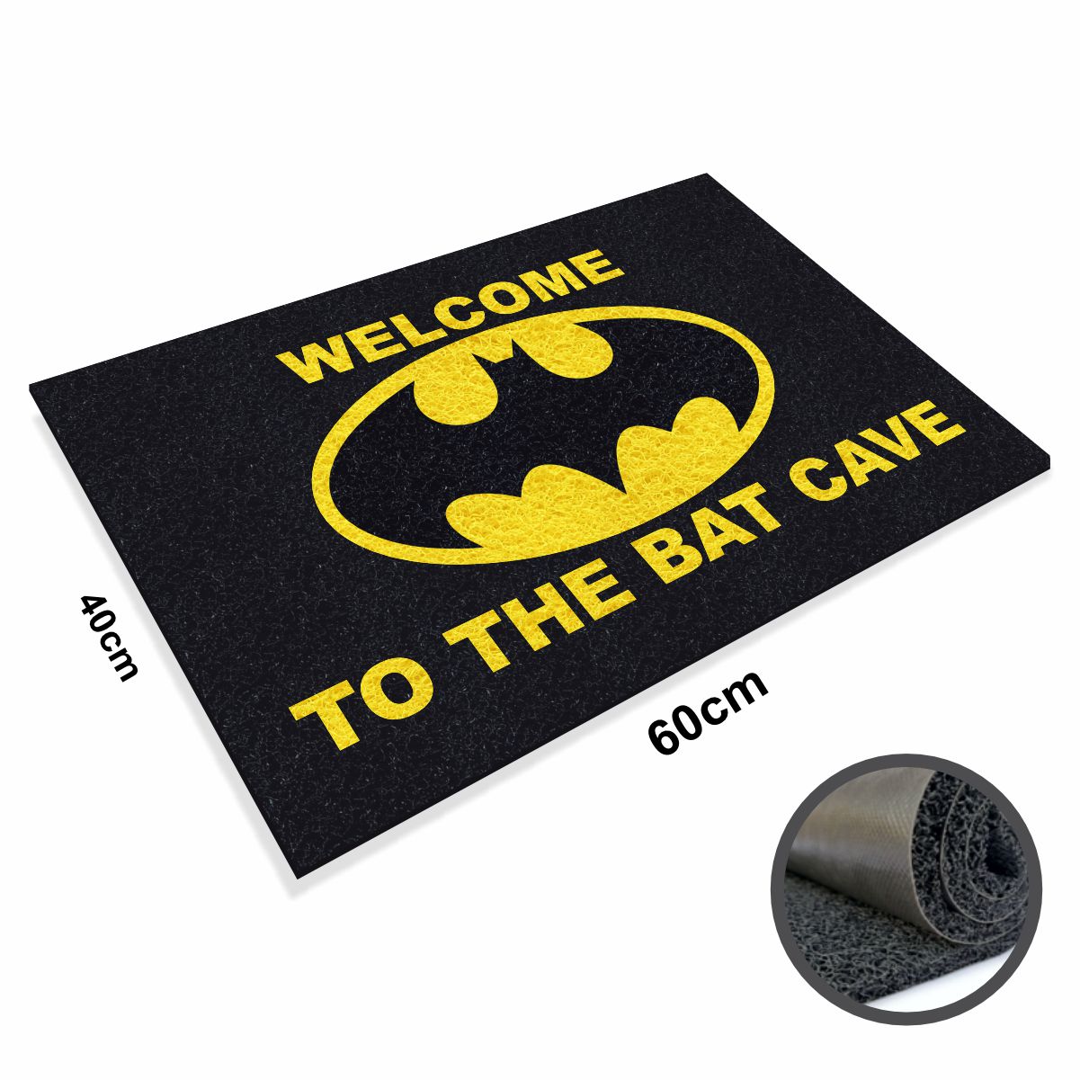 Tapete Capacho Welcome Batman Cave 60x40 | Preto Casa - Megatap Tapetes ...