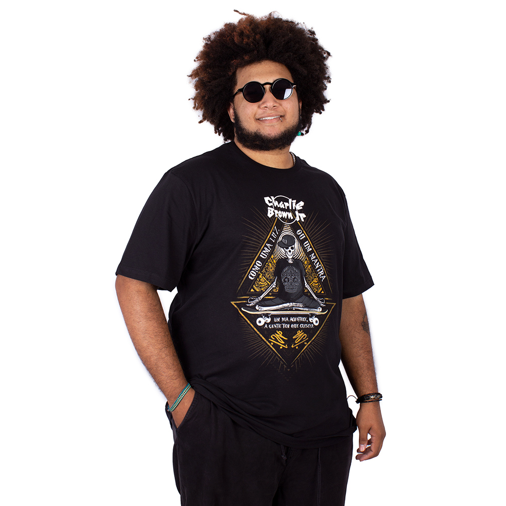 Camiseta Plus Size Charlie Brown Jr. Mantra Preta Oficial - Art Rock ...