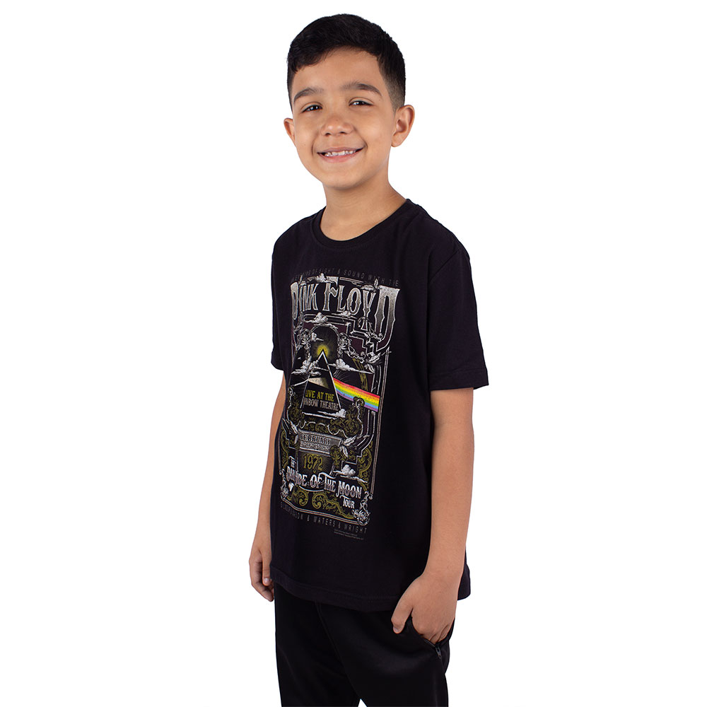 Camiseta Juvenil Pink Floyd Rainbow Theatre Preta Oficial - Art Rock ...