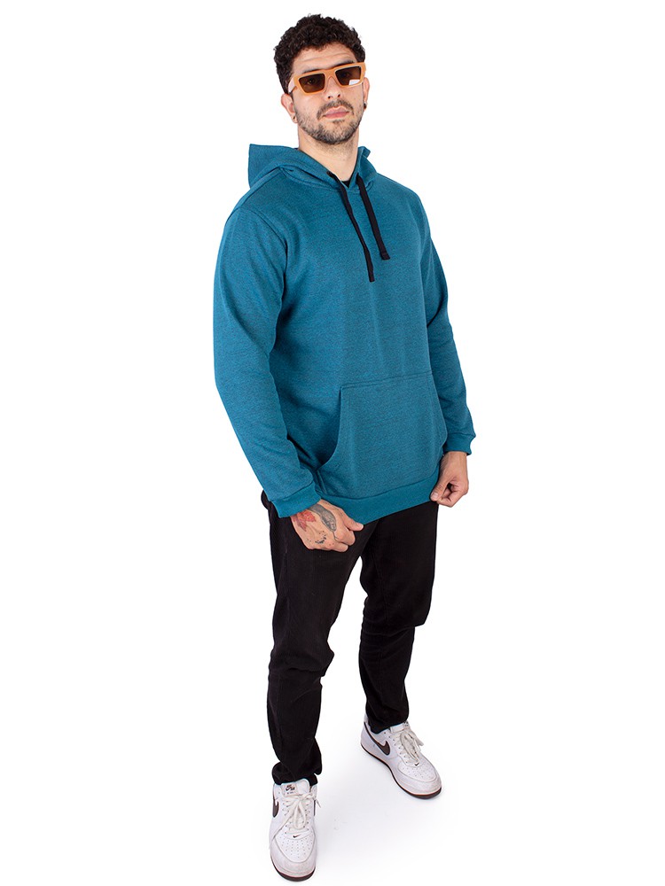 Moletom Canguru Básico Azul Mesclado - Viva a Vida com Arte, Viva com ...