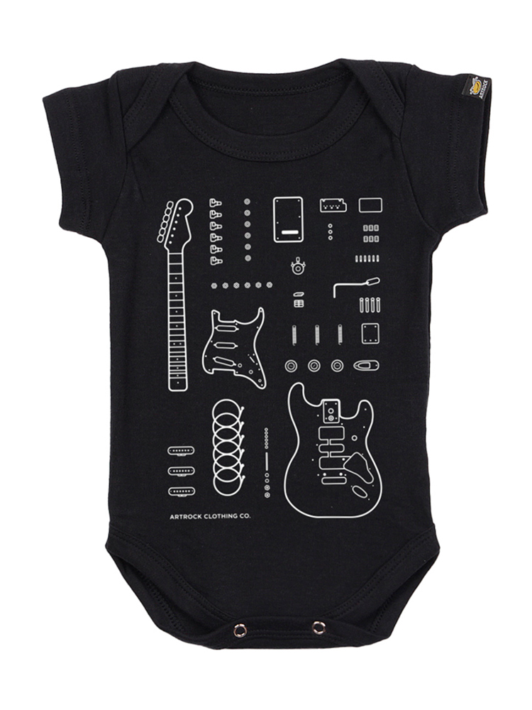 Body Bebê Guitarra Desconstruction Preto - Art Rock Camisetas - Receba ...