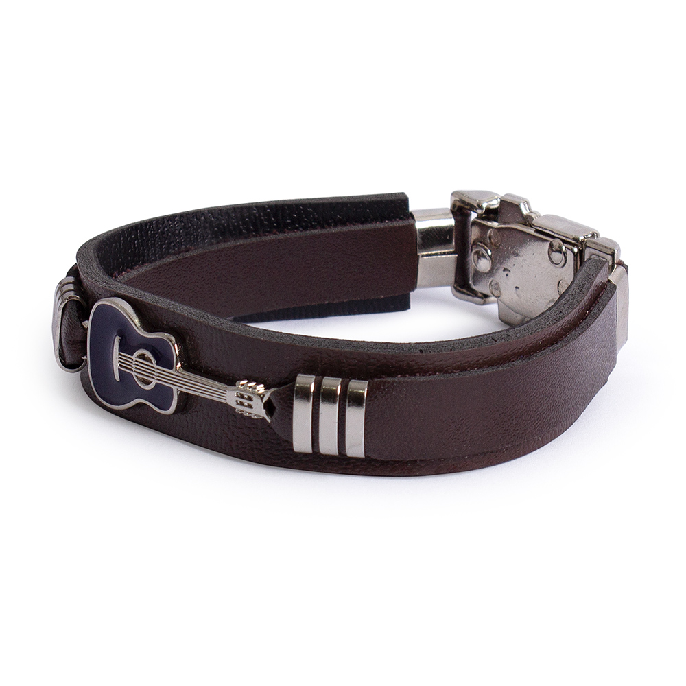 Pulseira Em Couro e Aço Inoxidável Violão - Art Rock Camisetas - Receba ...