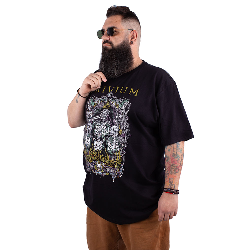 Camiseta Plus Size Trivium Skelly Frame Preta Oficial - Art Rock Camisetas - Receba em Casa