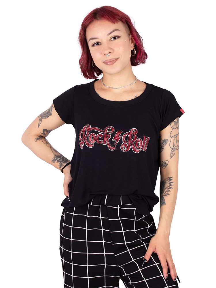 Blusa Gola Redonda Red Rock Preta - Art Rock Camisetas - Receba em Casa