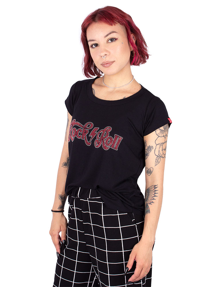 Blusa Gola Redonda Red Rock Preta - Art Rock Camisetas - Receba em Casa