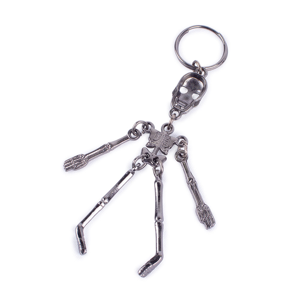 Chaveiro Metal Esqueleto Articulado Prateado - Art Rock Camisetas - Receba em Casa
