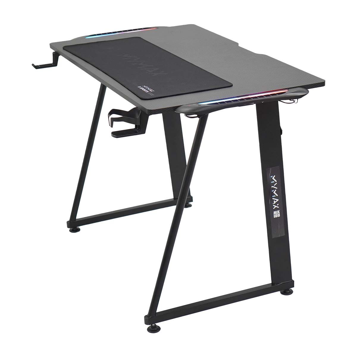 Mesa Gamer Mymax MX100 RGB Carbono com Porta Copo - Loja Zeus Games