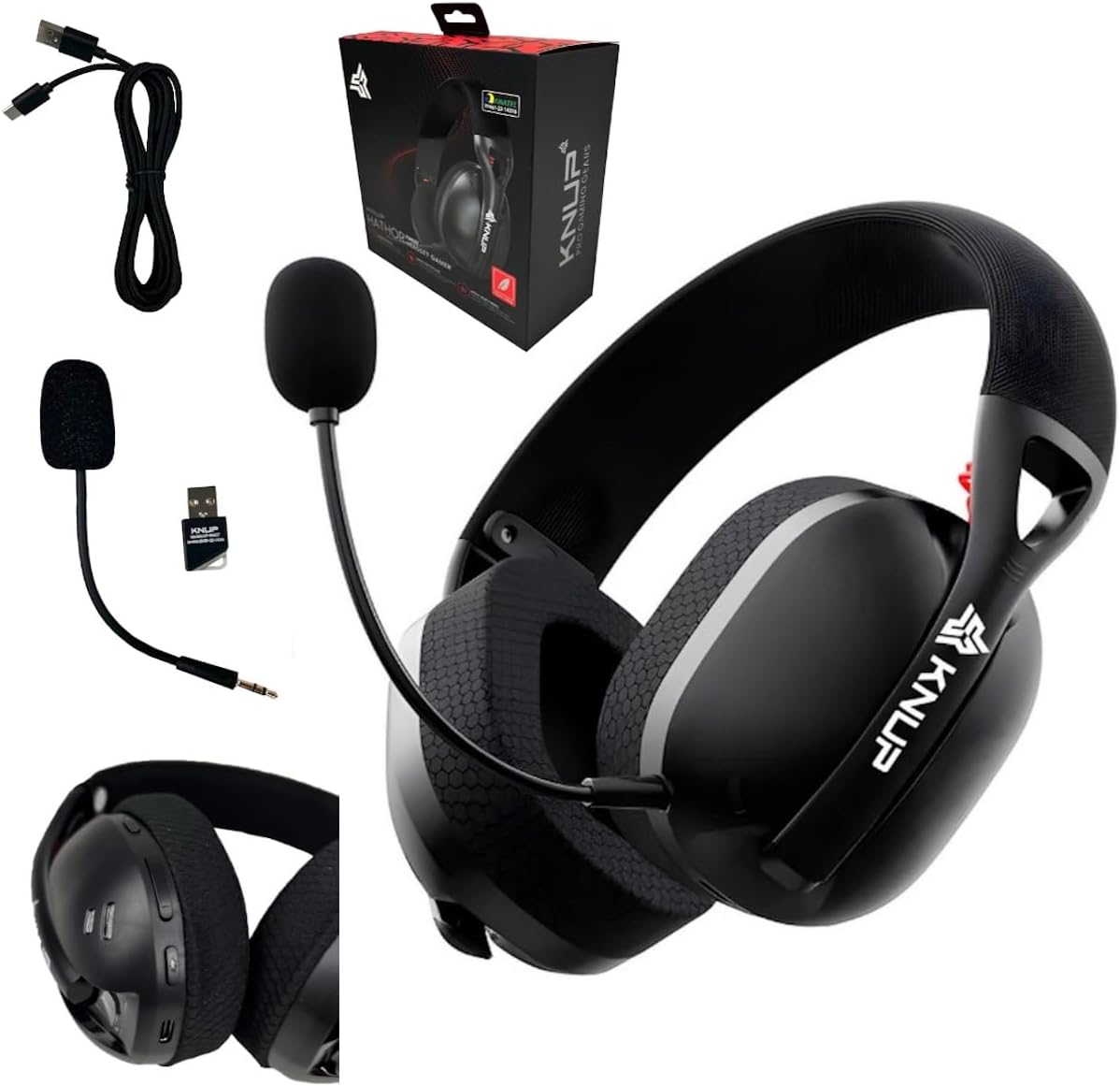 Headset Gamer Wireless Knup Hathor FN627, 2.4Hz/Bluetooth, Microfone ...