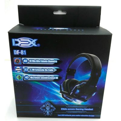 Headset Gamer Dex DF-81 p3 com LED azul - Loja Zeus Games