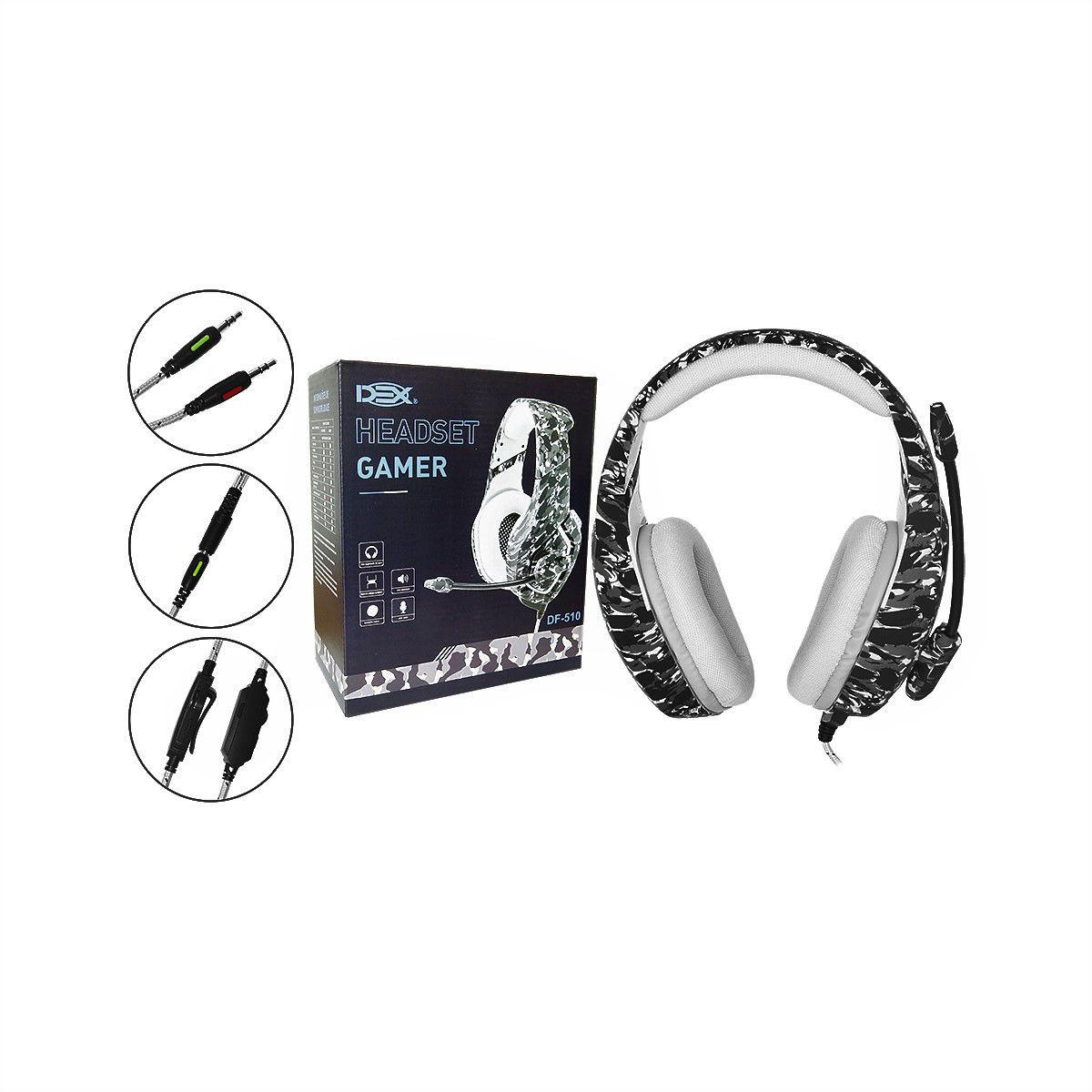 Headset Gamer Dex DF-510 P3 Camuflado - Loja Zeus Games
