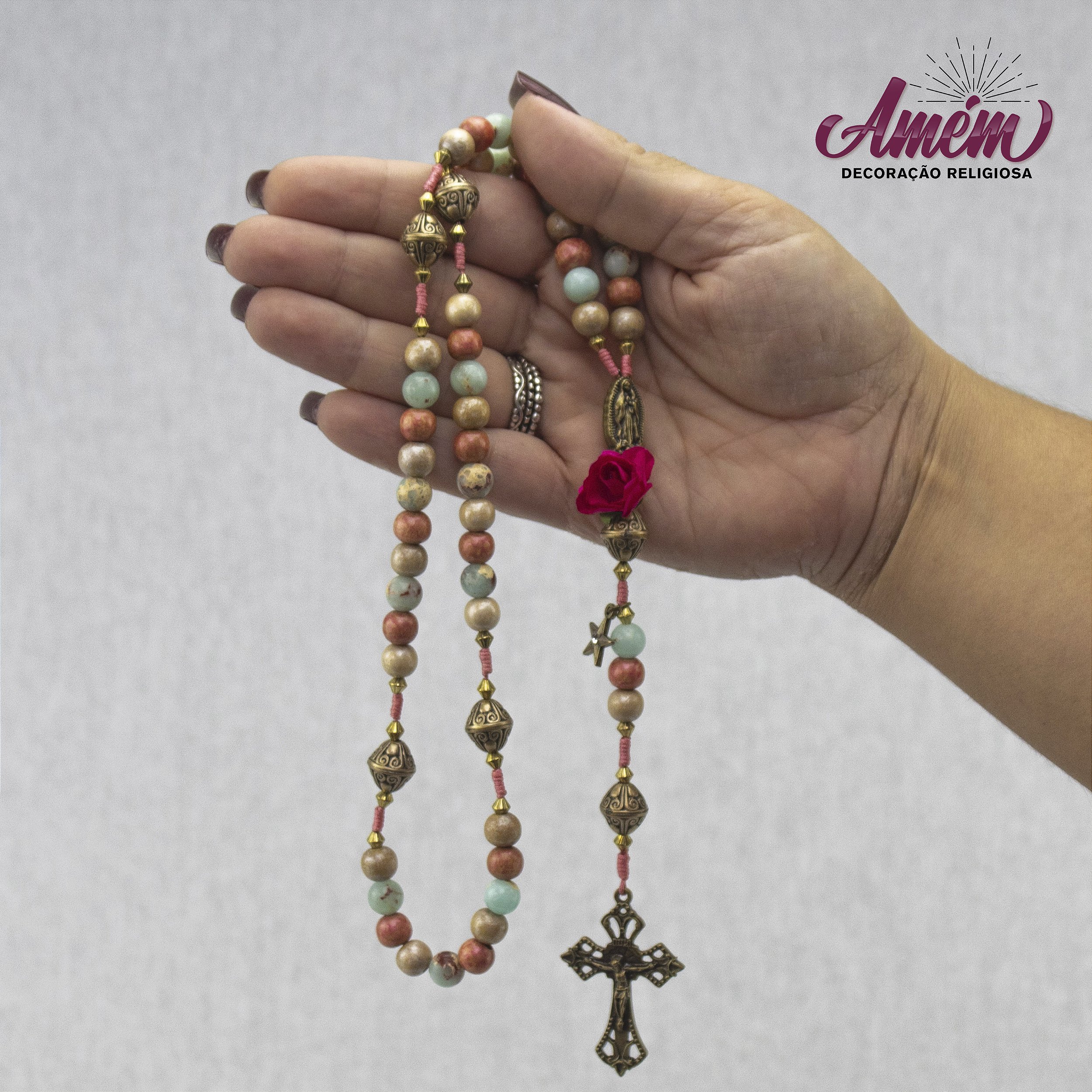 Terço Nossa Senhora de Guadalupe Madeira 8mm - Amém decoração religiosa