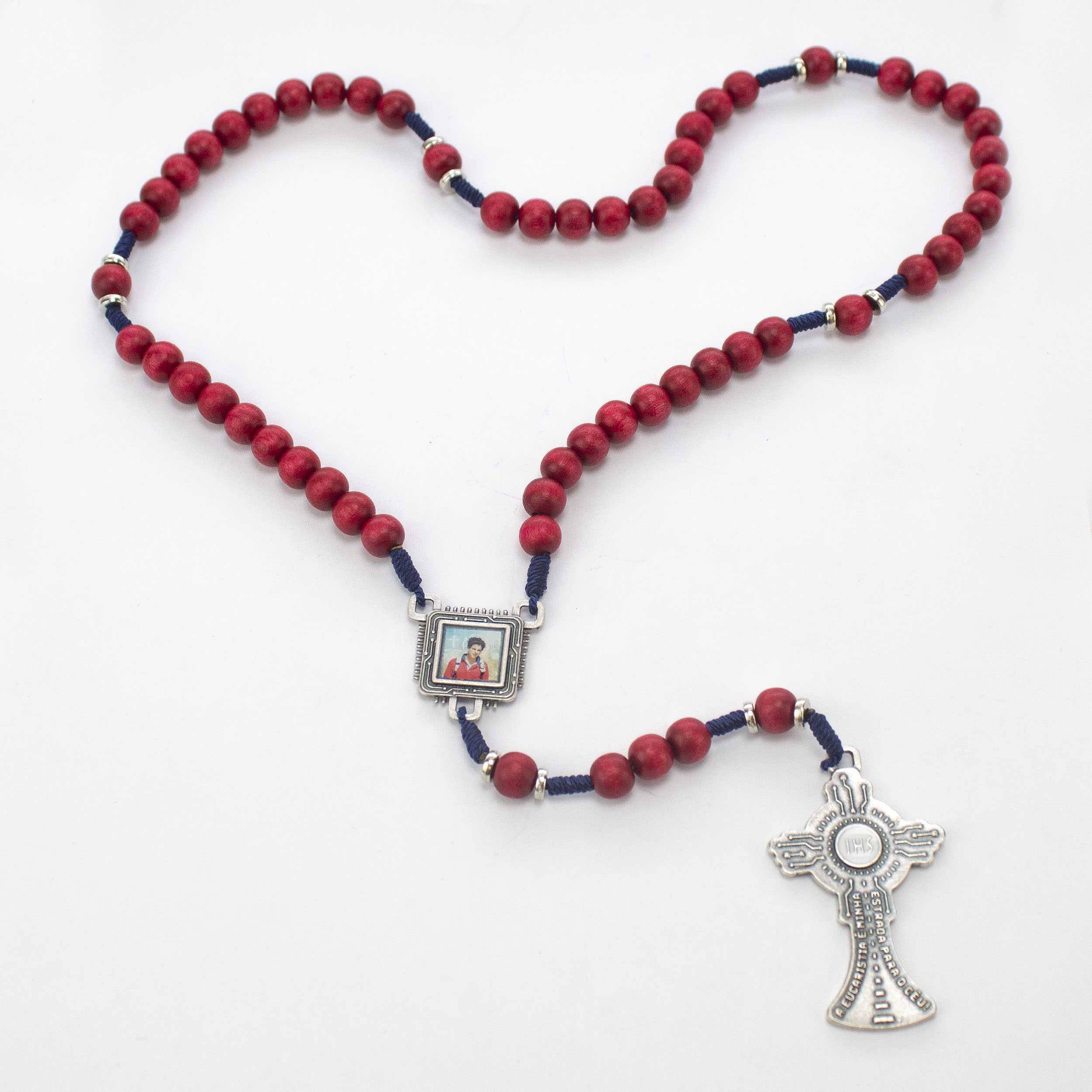 Terço Carlo Acutis Vermelho com Mochila Madeira 8mm - Amém decoração ...