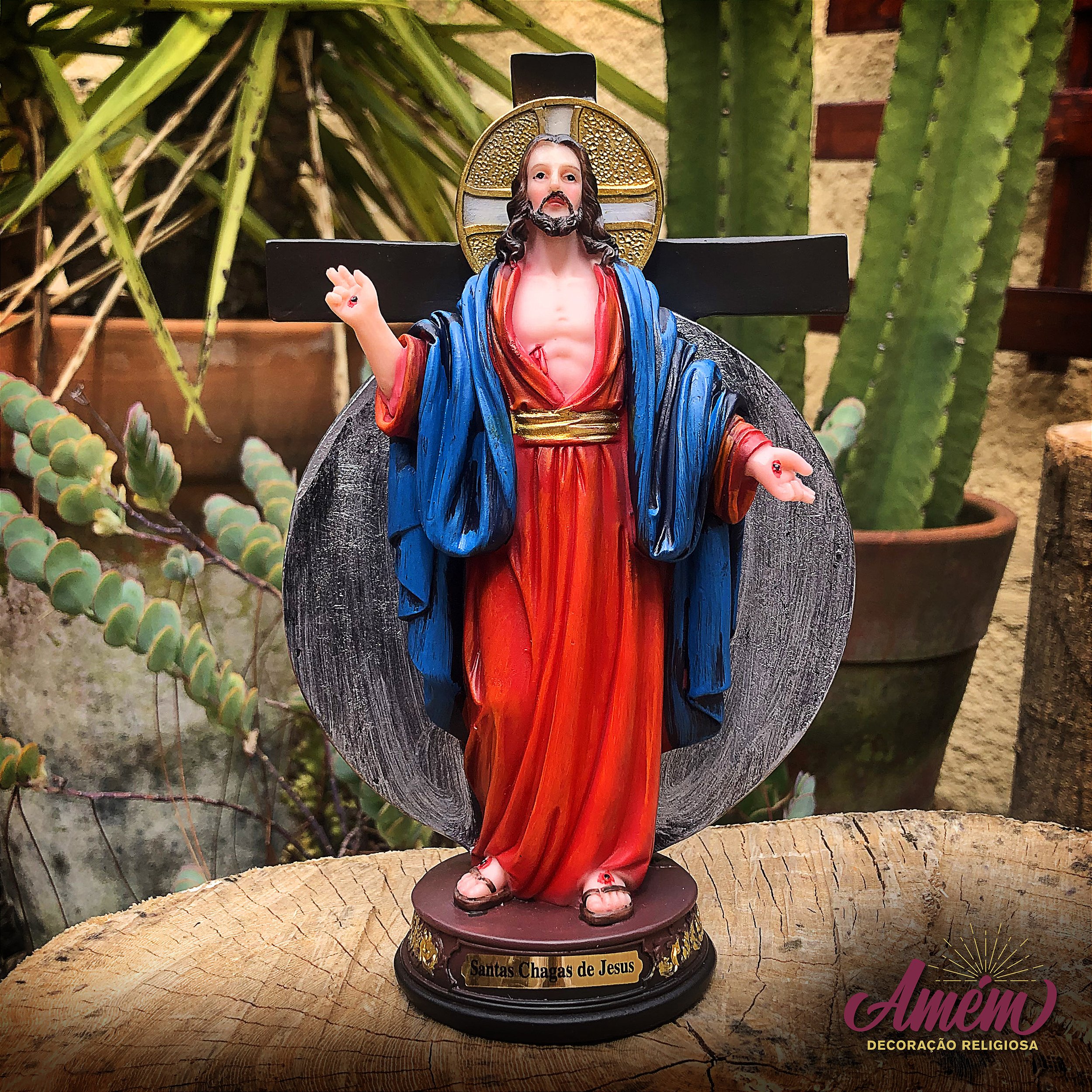 Imagem Santa Chagas Jesus Importado Resina 20 cm - Amém decoração religiosa