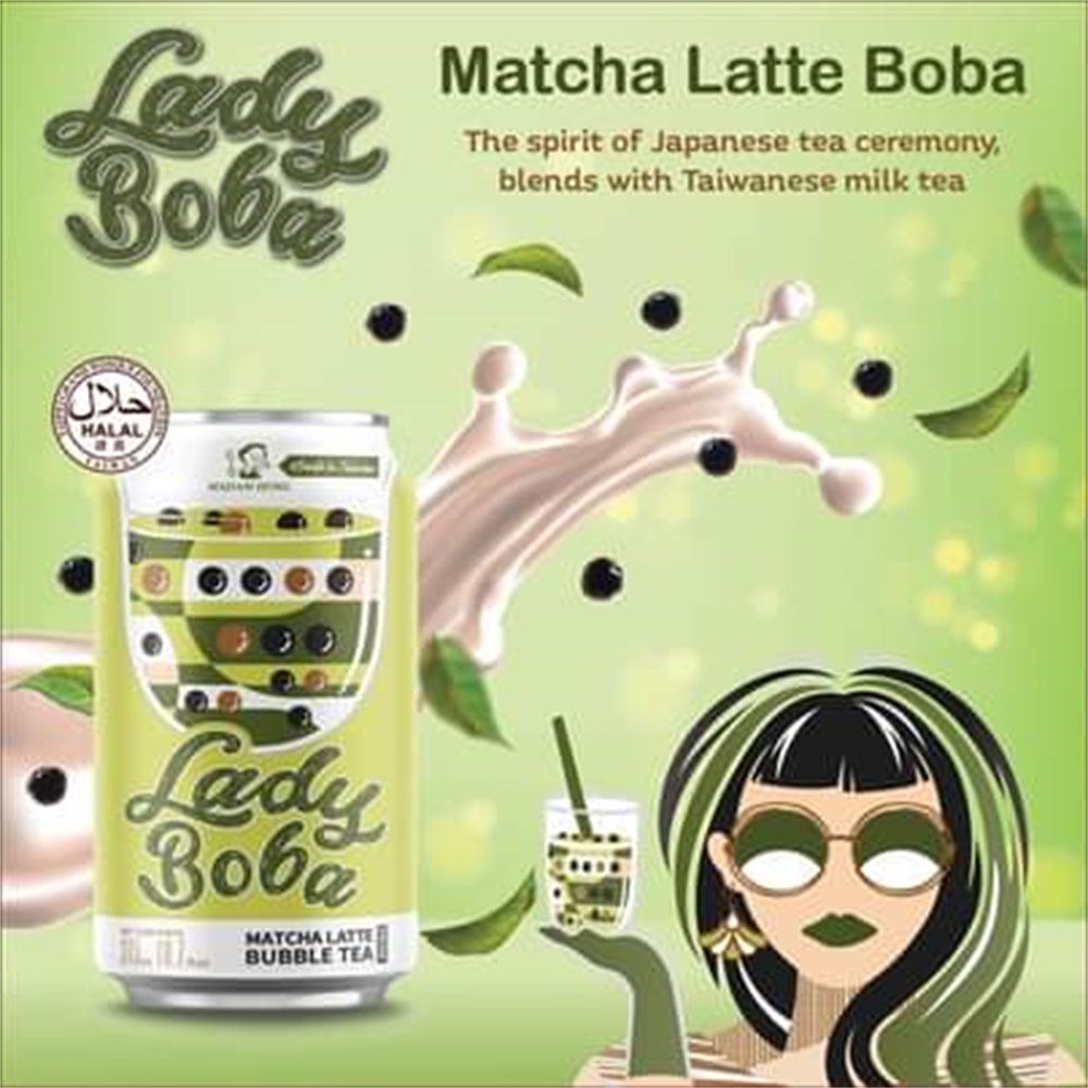 Lady Boba Chá Verde (Matcha) com Leite e Sagu 315 ml - Made In Korea Minas