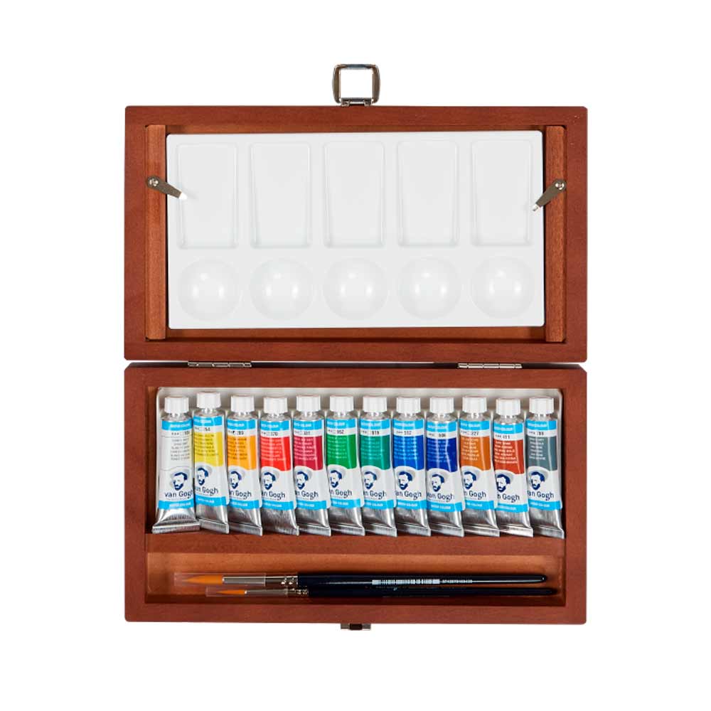 Estojo de Aquarela Royal Talens Van Gogh 12 Cores 10ml Kit Acessórios ...