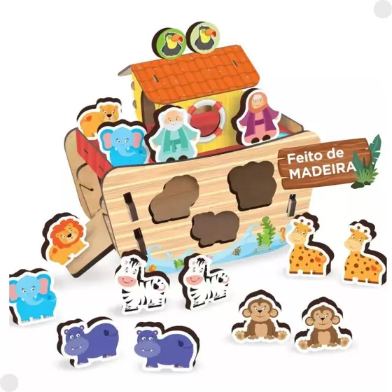 Conjunto de Blocos Madeira Arca de Noe 3D - Blanc Toys - Onde brincar ...