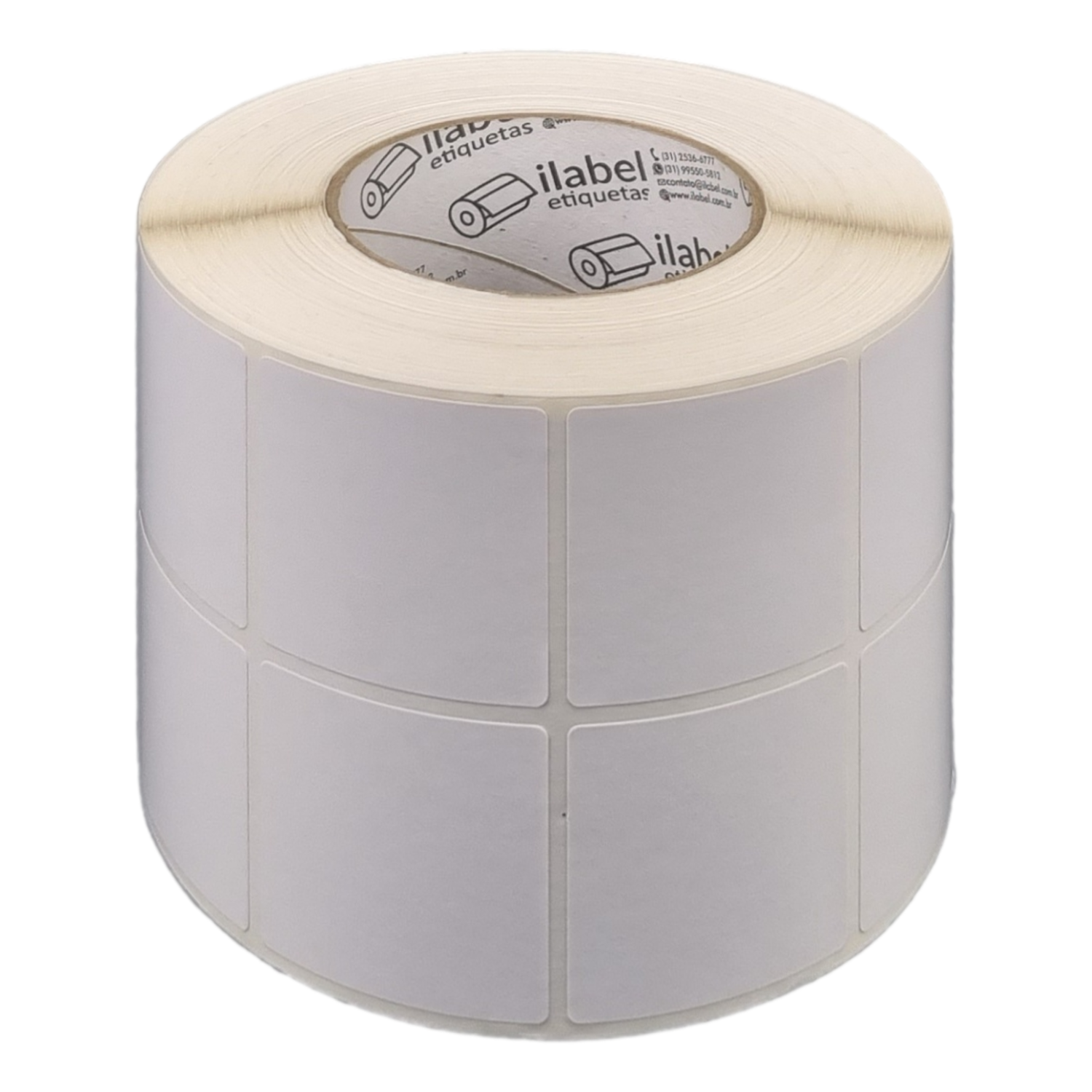 Etiqueta adesiva 50x50mm 5x5cm (2 colunas) Poliéster branco brilho p/ Zebra ZT230 S4M ZT410 Rolo ...