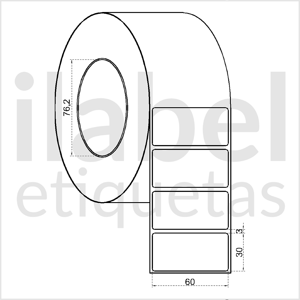 Etiqueta adesiva 60x30mm 6x3cm VOID prata fosco p/ Zebra ZT230 S4M ...
