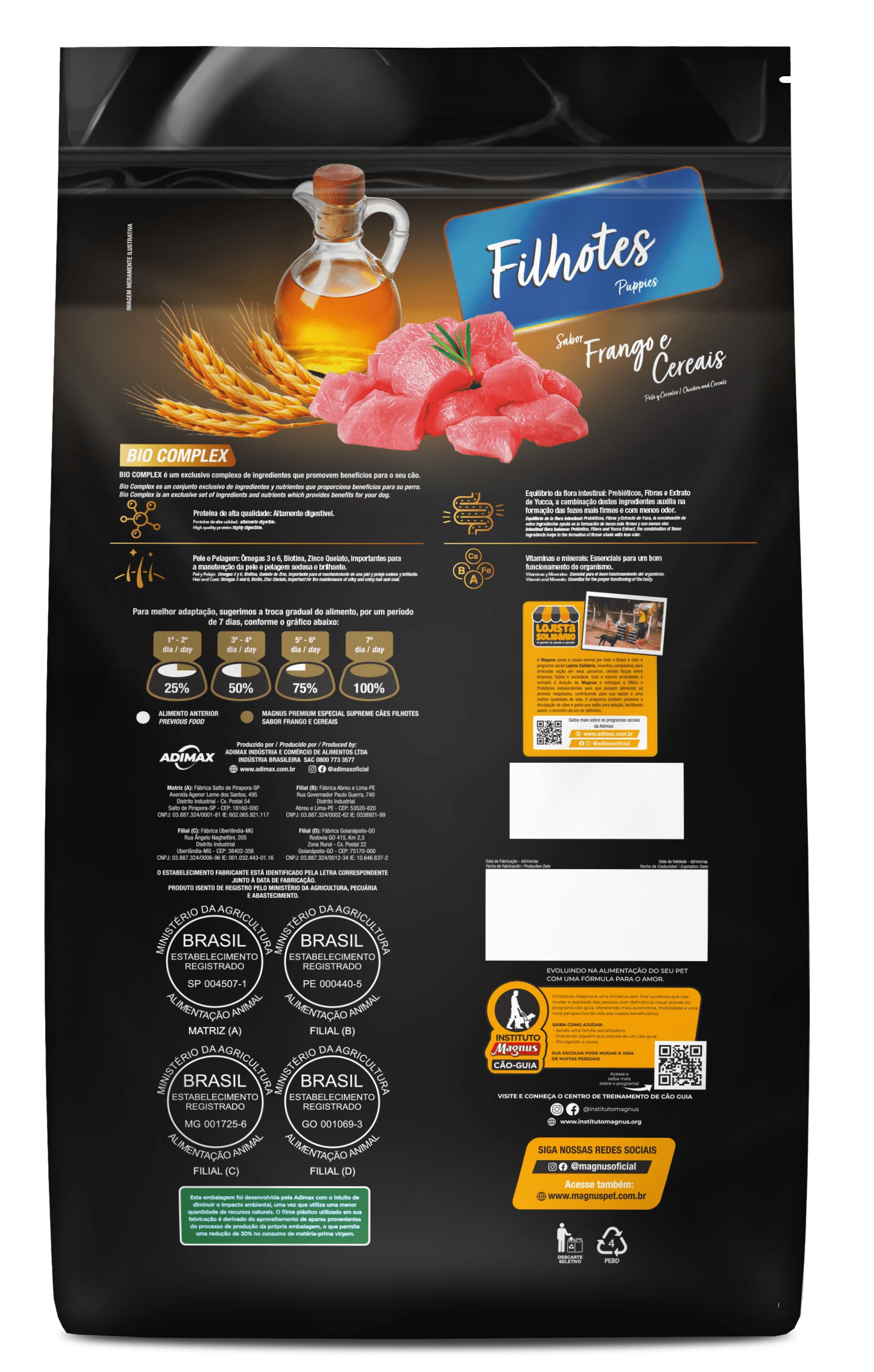 Magnus Premium Supreme Cães Filhotes Sabor Frango E Cereais 900g ...