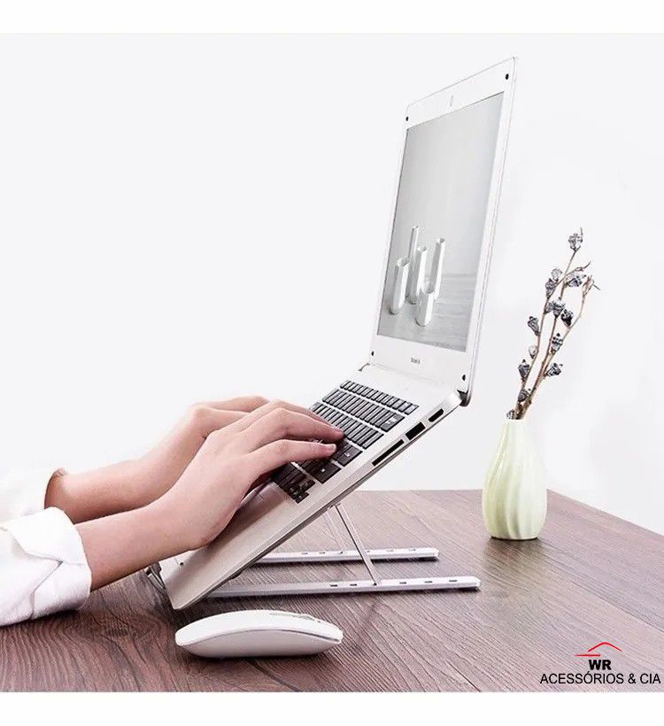 Suporte Em Alumínio Para Notebook E Macbook Com Altura Ajustável - WR ...
