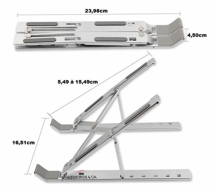 Suporte Em Alumínio Para Notebook E Macbook Com Altura Ajustável - WR ...