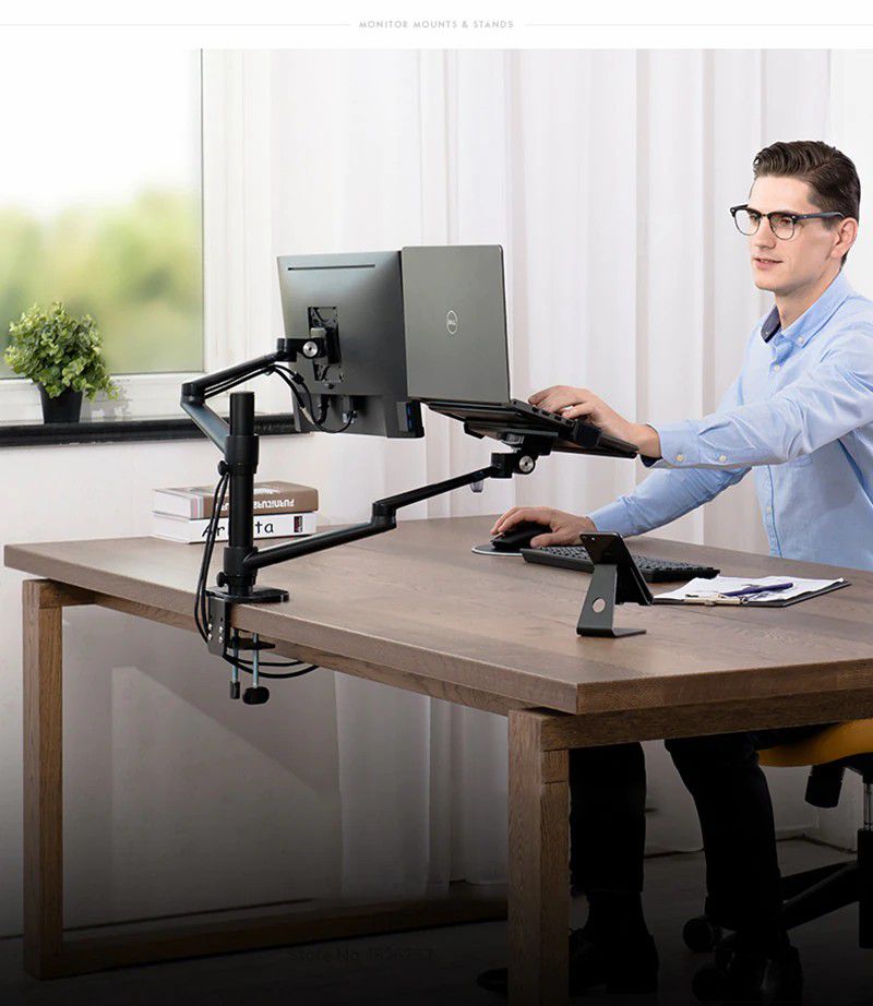 Suporte Articulado para Monitor e Notebook em Alumínio, 2 em 1 - WR ...