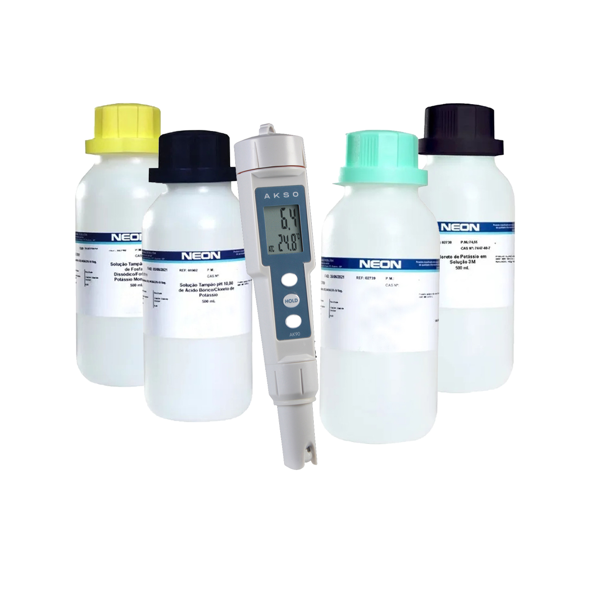 Kit Medidor De pH AK90 C/ Certificado De Calibração + Tampões e Kcl 50 ...