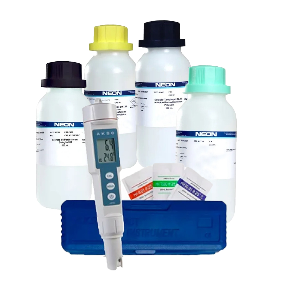 Kit Medidor De pH AK90 C/ Certificado De Calibração + Tampões e Kcl 50 ...